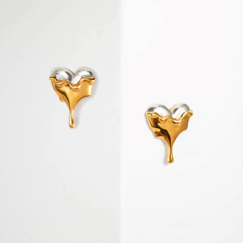 Dripping Heart Gold Vermeil Stud Earrings | MARIE JUNE Jewelry | Wolf ...