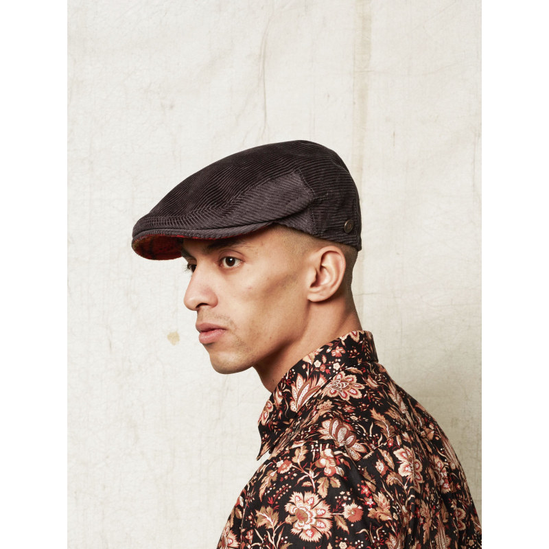 Dylan Grey Italian Cord Flat Cap | Dasmarca Hats | Wolf & Badger