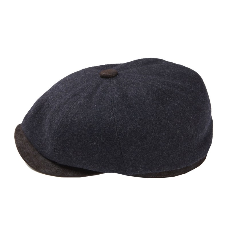 Eden Slate Grey Wool Newsboy Bakerboy Peaky Cap With Leather Visor Peak ...