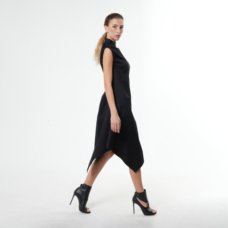 Elegant Asymmetrical Dress In Black | Metamorphoza | Wolf & Badger