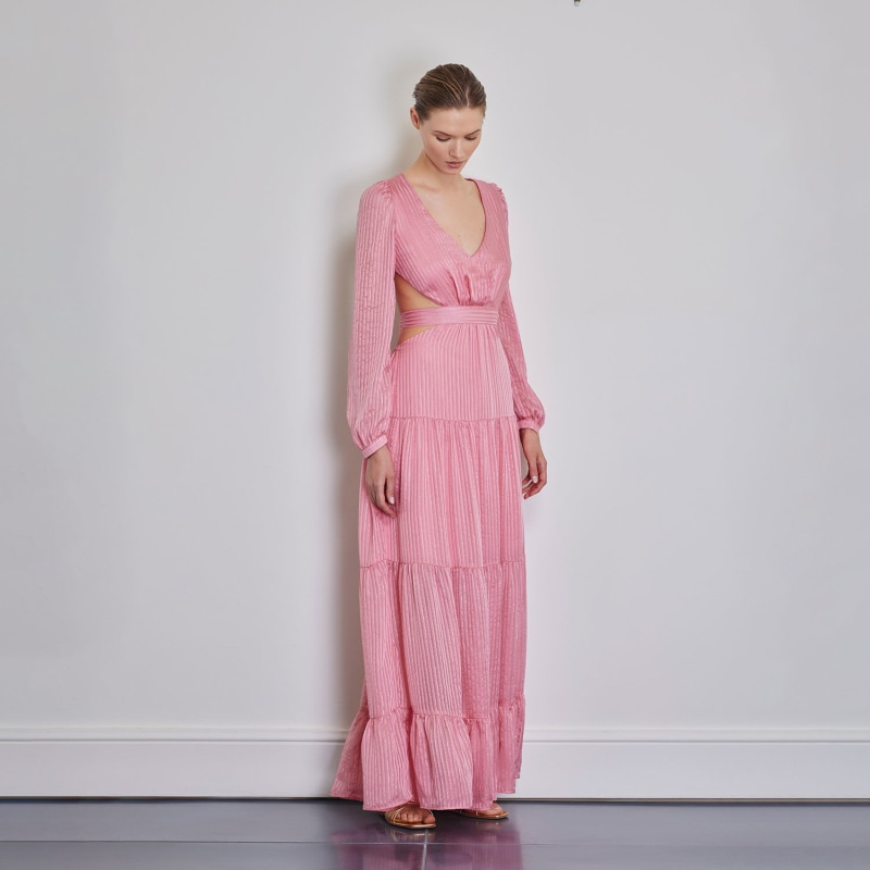 Elly Silk Maxi Dress - Pink Stripes | Anse Victorin | Wolf & Badger
