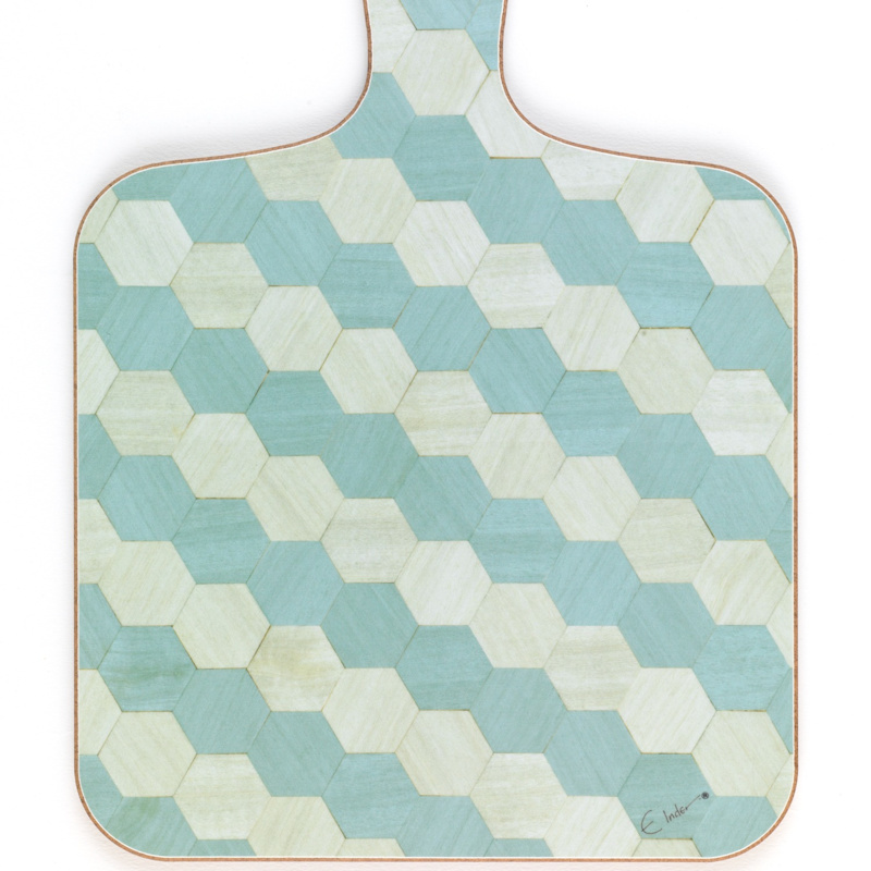 Four Chopping Boards Set. Light Blue Hexagonal Design. Two Rectangle ...