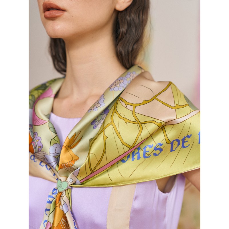 Frida X Lost Pattern "Los Amores De Frida" Large Silk Scarf - Pastel ...