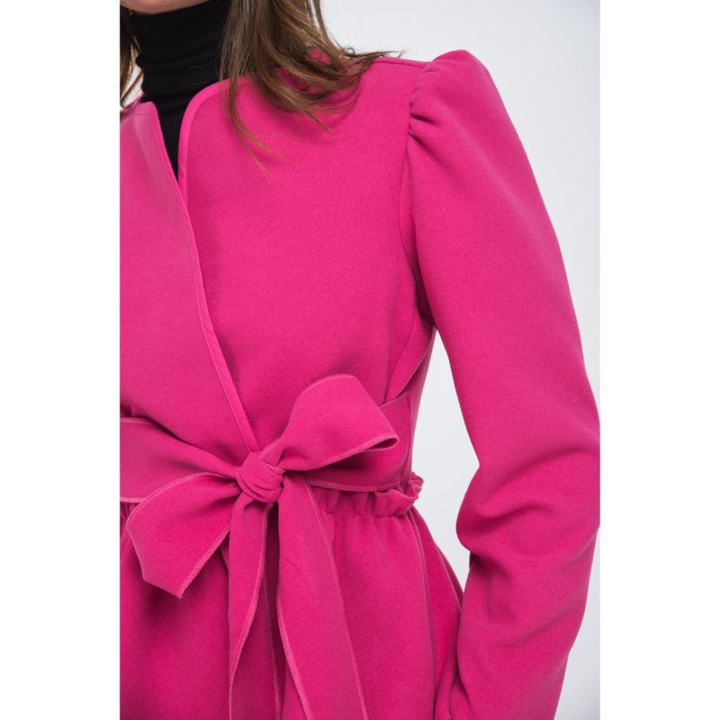 Fuchsia Jacket With Asymmetrical Lines And With Belt | IZABELA MANDOIU ...