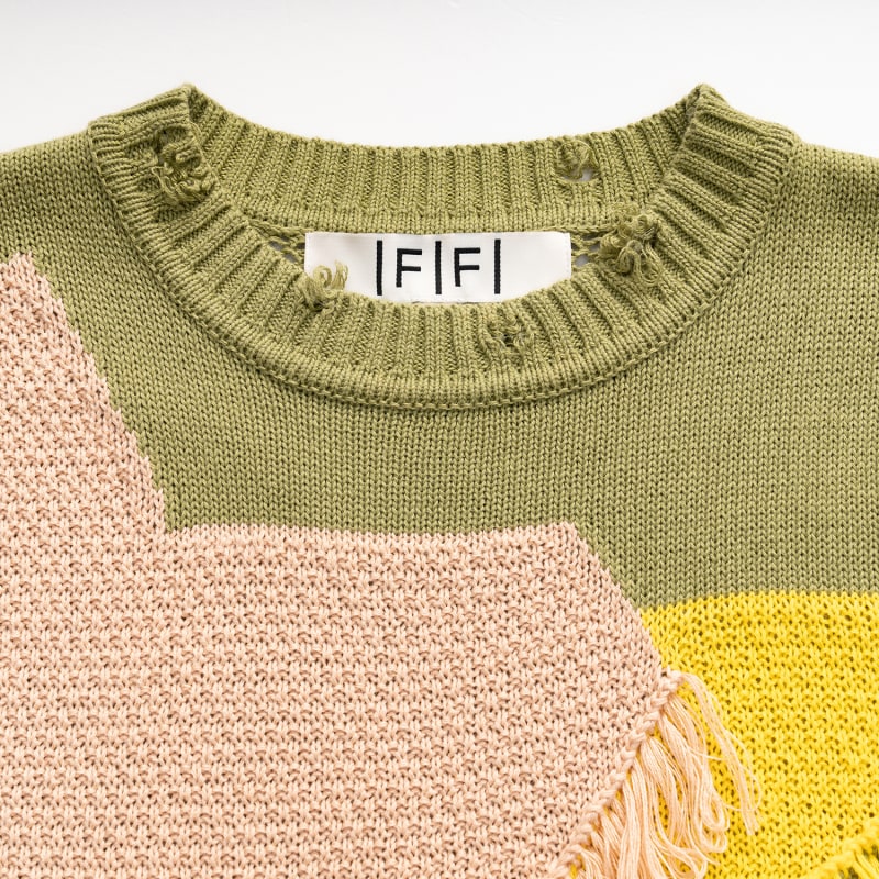 Fully Fashioning Hope Color Block Knit Top - Green & Black | Fully ...