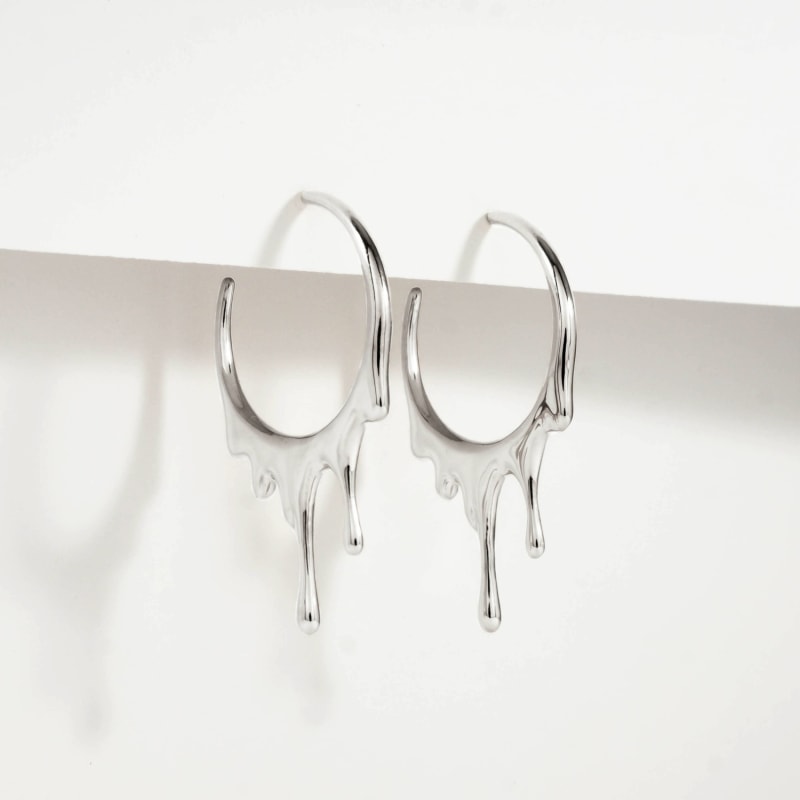 Dripping Circular S Sterling Silver Hoop Earrings | MARIE JUNE Jewelry | Wolf & Badger