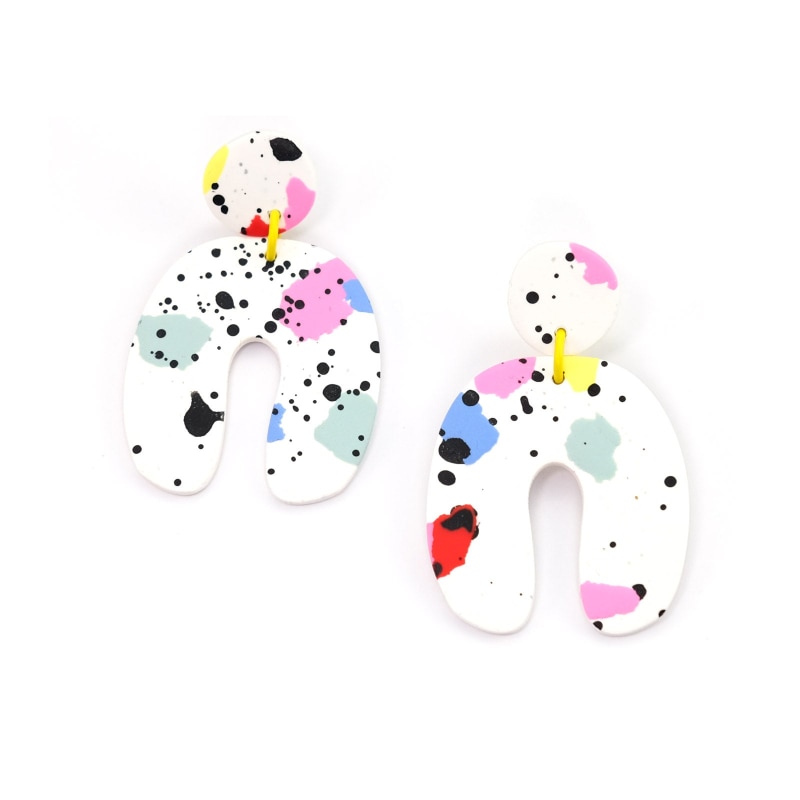 Paint Splatter Dangly Arch Earrings | By Chavelli | Wolf & Badger