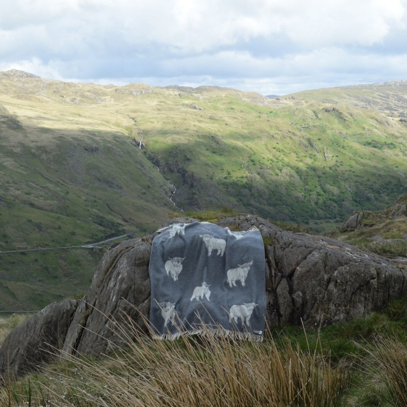 Grey Highland Cow Wool Throw | J.J.Textile | Wolf & Badger
