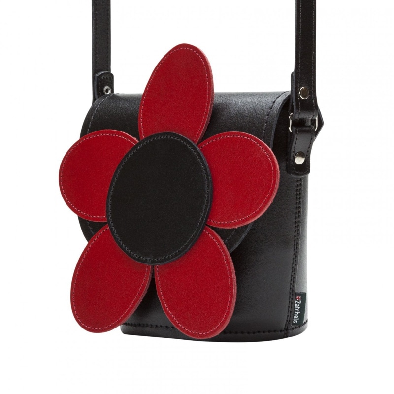 Handmade Leather Daisy Barrel Bag - Poppy - Red | Zatchels | Wolf & Badger