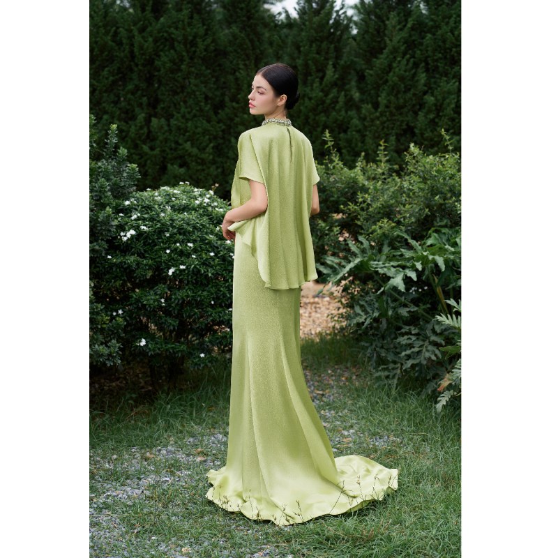 High Neck Gathered Waistline Mullet Gown | I.H.F Atelier | Wolf & Badger