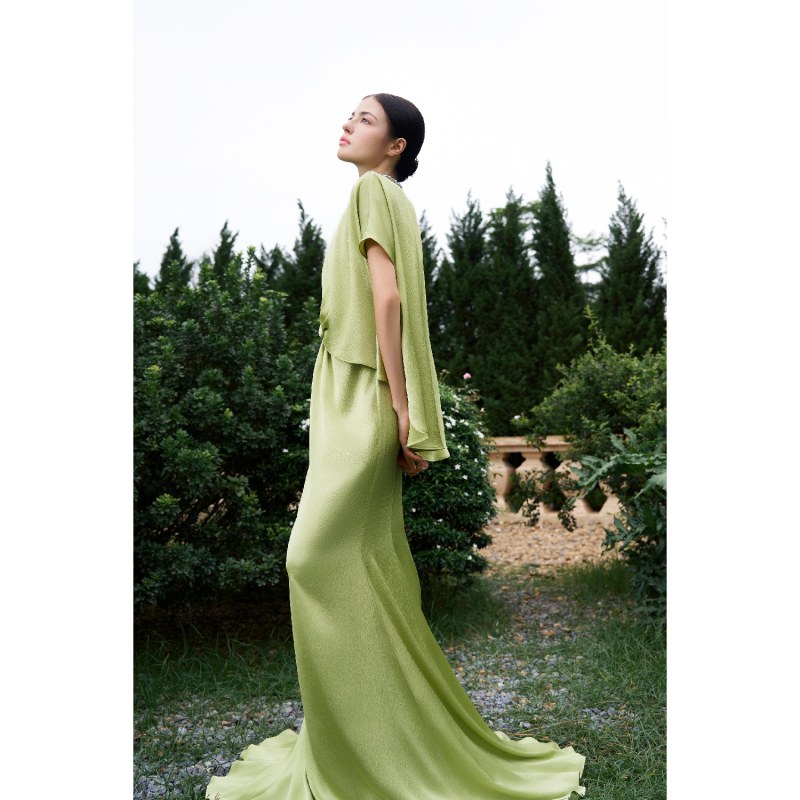 High Neck Gathered Waistline Mullet Gown | I.H.F Atelier | Wolf & Badger