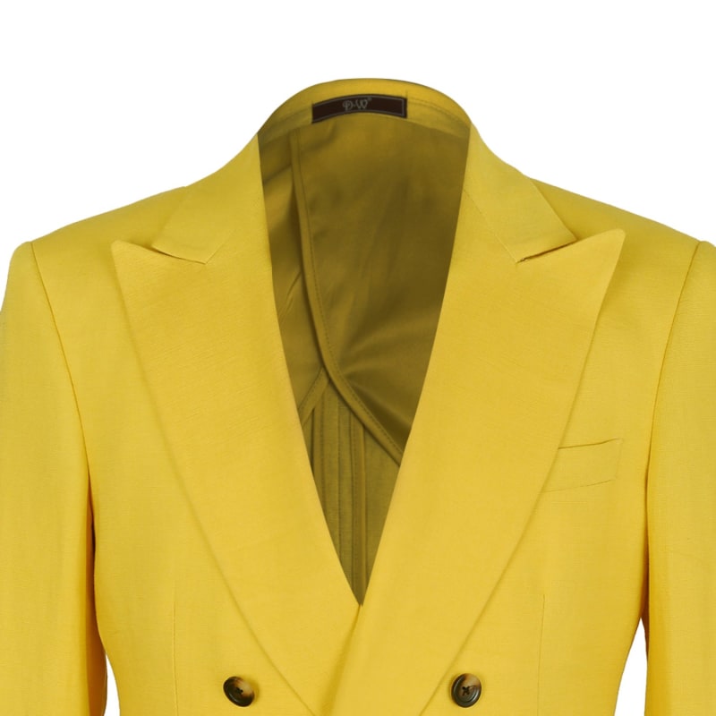 Hugo Linen Double Breasted Suit - Mustard | DAVID WEJ | Wolf & Badger
