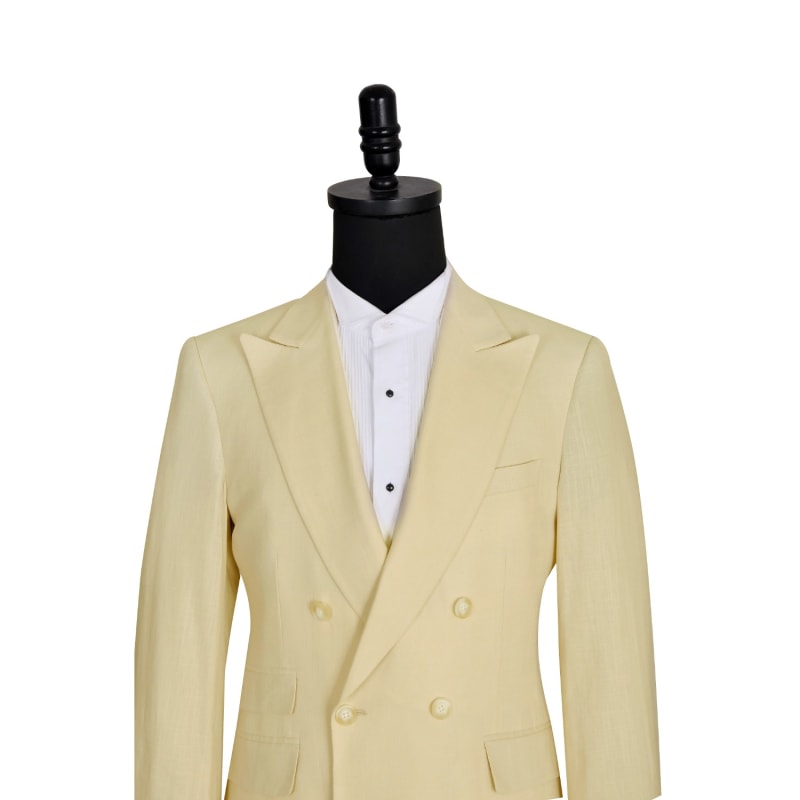 Hugo Linen Double Breasted Suit - Sand | DAVID WEJ | Wolf & Badger