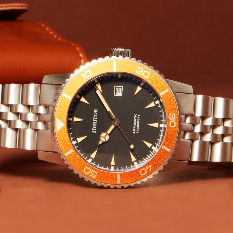 Hurst Bracelet Watch with Date - Orange | Heritor Automatic | Wolf & Badger