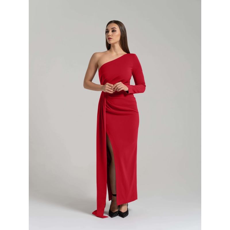 Iconic Glamour Draped Long Dress, Red | Tia Dorraine | Wolf & Badger