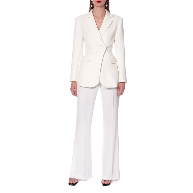 Isabella Off White Hourglass Shaped Feminine Blazer | AGGI by HALEWSKI ...