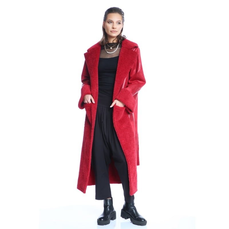 Long Red Fur Coat | Silvia Serban | Wolf & Badger
