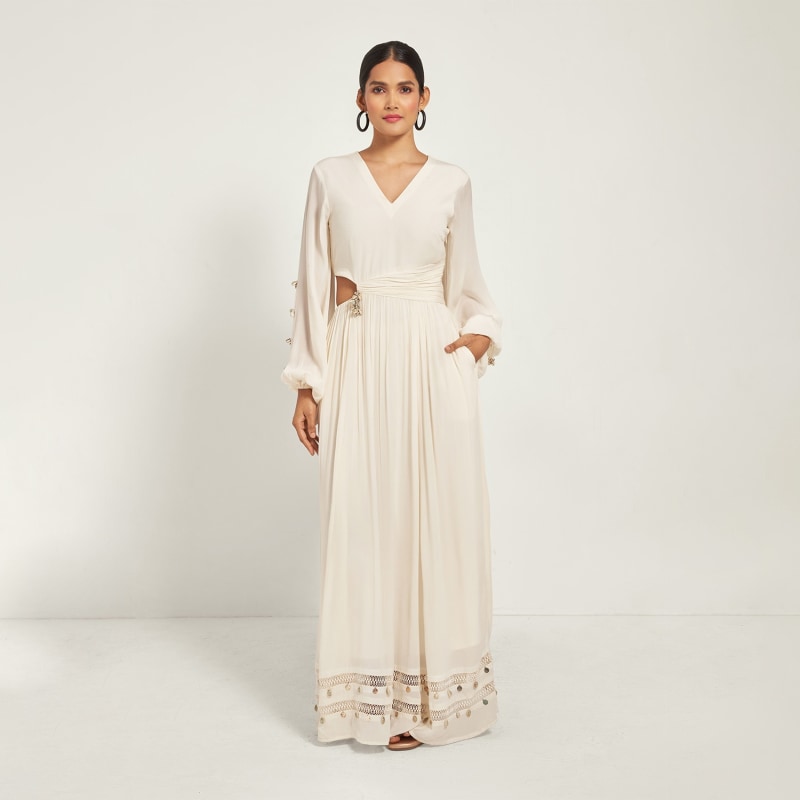 Ivory Cut-Out Maxi Dress | Style Junkiie | Wolf & Badger