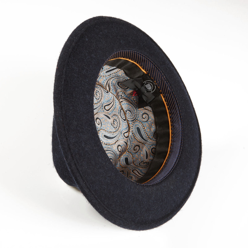 James Midnight Blue Milange Felt Wide Brim Wool Felt Fedora Hat ...