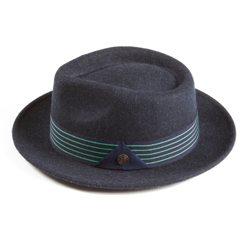 James Midnight Blue Milange Felt Wide Brim Wool Felt Fedora Hat ...