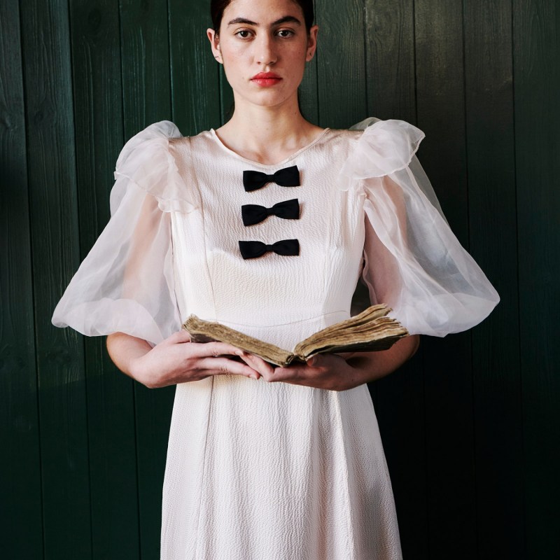Bow Belle Silk Cloud Puff Dress - White | Lisa The Label | Wolf & Badger