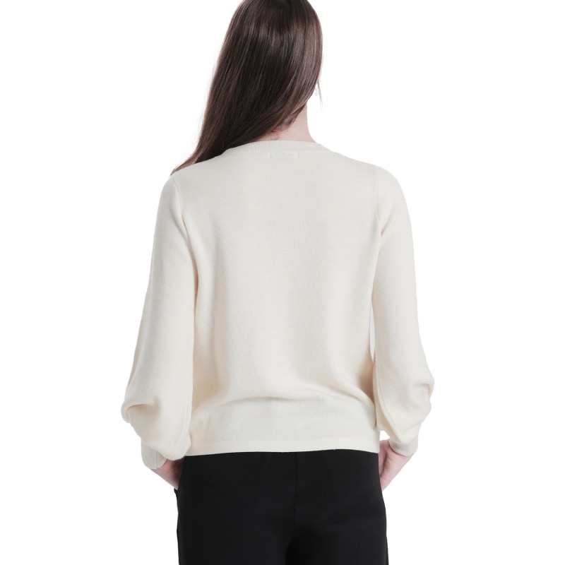 "Alison" Merino Wool Sweater With Puffed Sleeves - Off White | tirillm ...