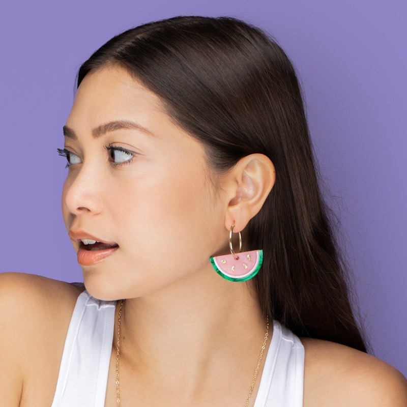 Watermelon Slice Hoop Earrings | By Chavelli | Wolf & Badger