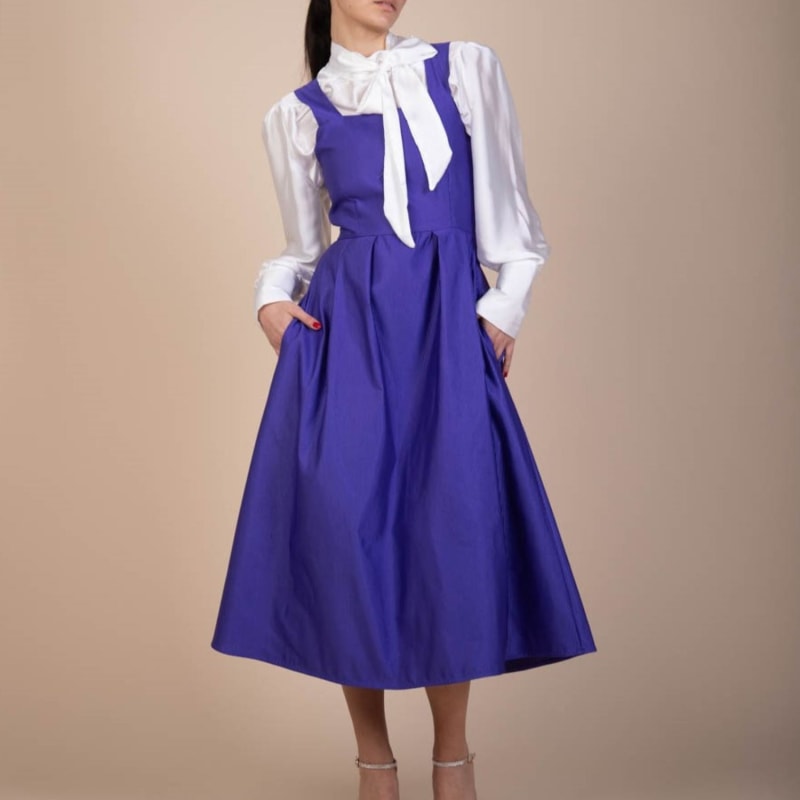Josephine Vintage-Inspired Midi Pinafore Dress In Vivid Ultra Violet ...