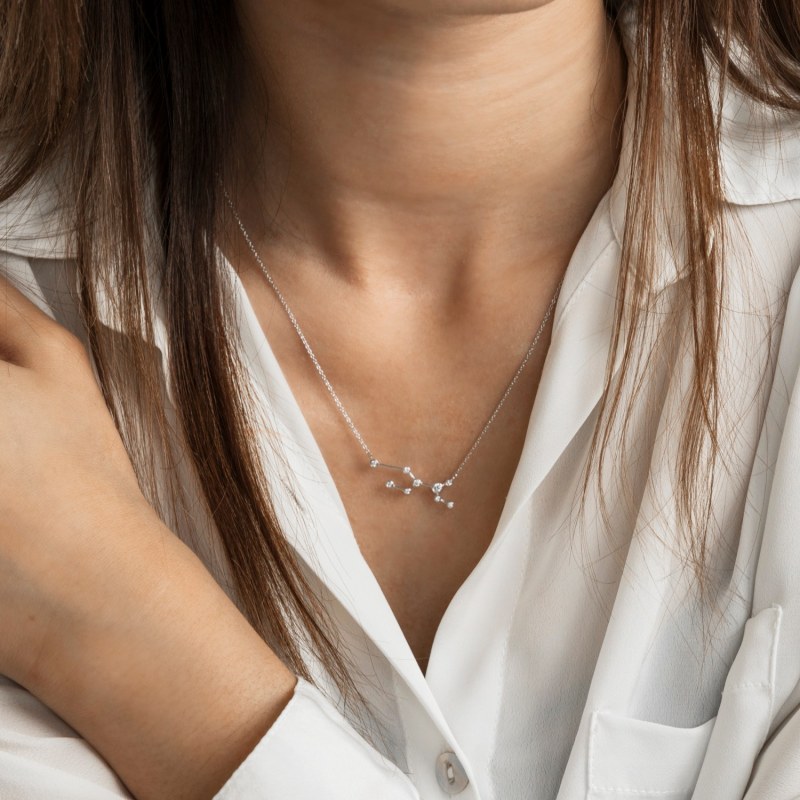 Virgo Zodiac Constellation Necklace 18K Yellow Gold & Diamond ...