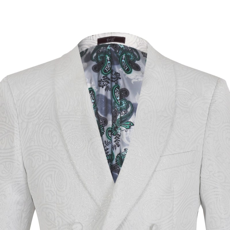 Kensington Double Breasted Shawl Lapel Jacquard Blazer - Ivory | DAVID ...