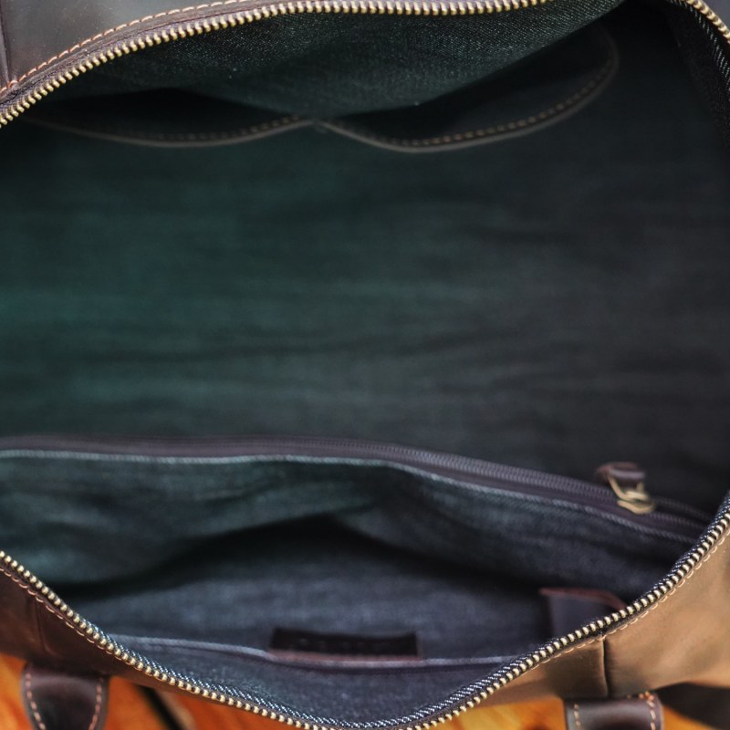 Leather Over Night Bag With Shoe Storage - Dark Brown | Touri | Wolf ...