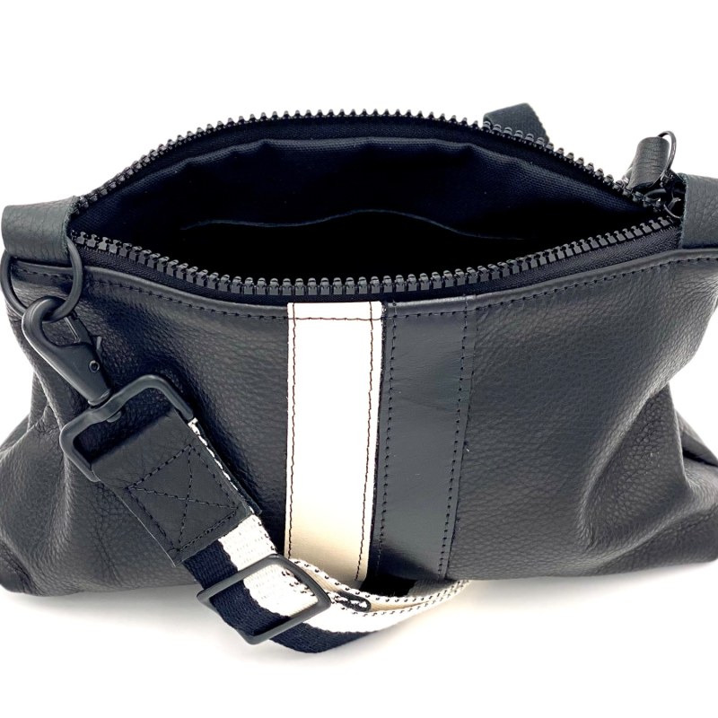 Nancy In Black Leather With Cream & Black Stripe | Lynn Tallerico ...