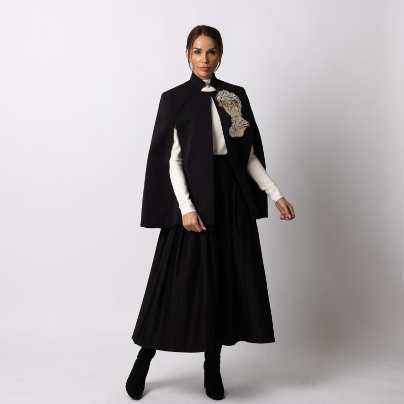 Laines Couture Tailored Cape With Embellished Greek God | LAINES LONDON ...