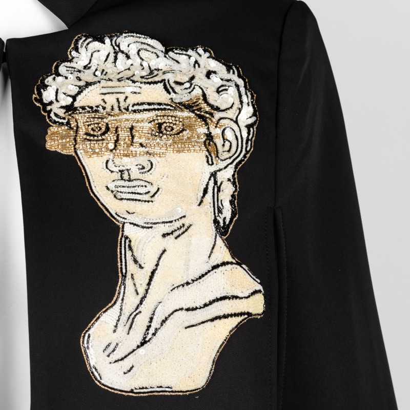 Laines Couture Tailored Cape With Embellished Greek God | LAINES LONDON ...
