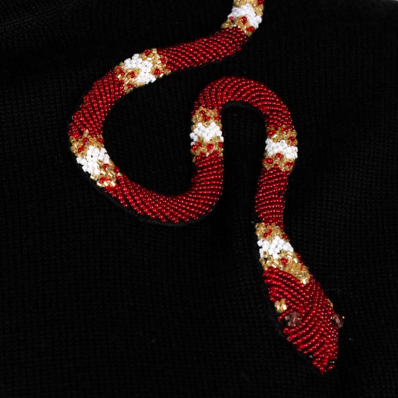 Laines Couture Wrap Red Snake Embellished Knitted Roll Neck Jumper ...