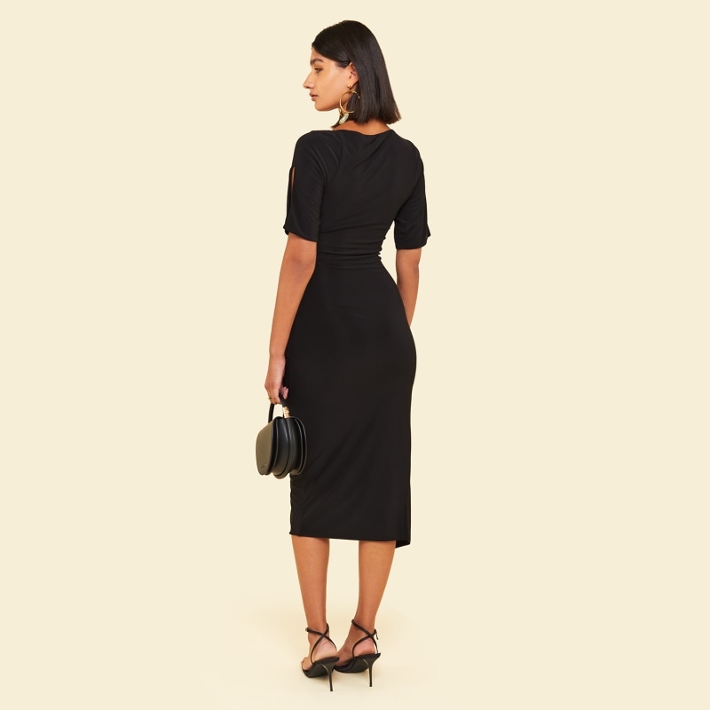 Latica Midi Dress In Navsoul Black | Celestine & Mae | Wolf & Badger