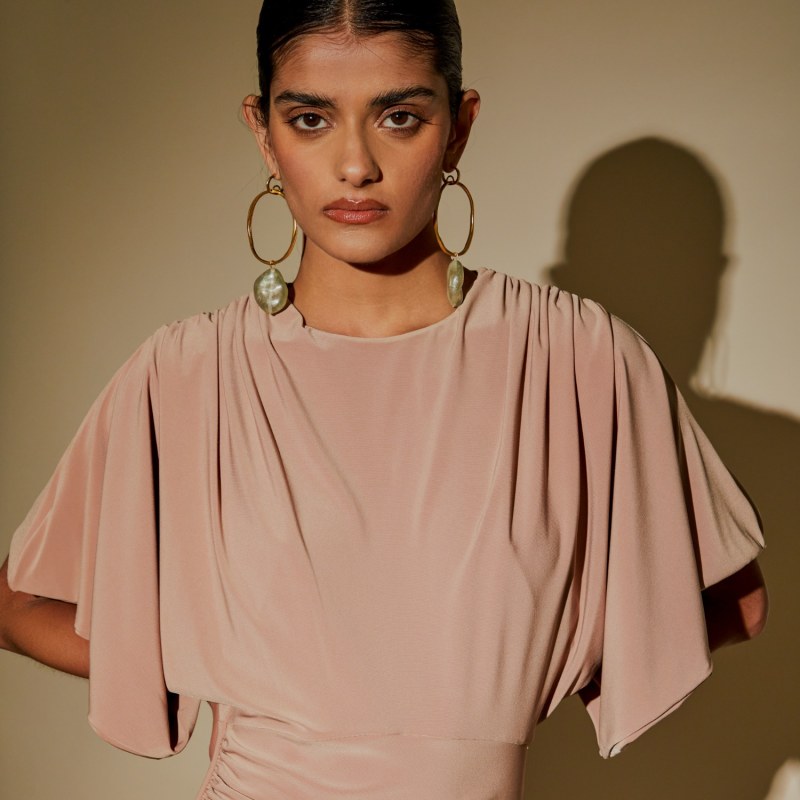 Leilani Midi Dress In Prairie Sand | Celestine & Mae | Wolf & Badger