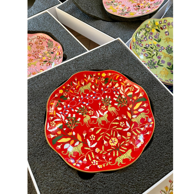 Leopards Forest Salad Plates, Set Of Four | Jessie Zhao New York | Wolf ...