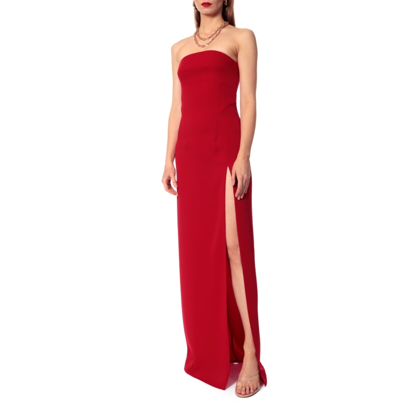 Lisa Red Delicious Strapless Maxi Evening Dress | AGGI by HALEWSKI ...