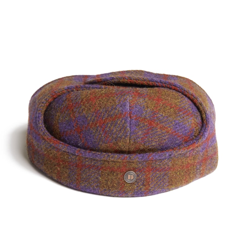 Logan Grape Tweed Wool Checks Italian Cap With Earflaps Trapper ...