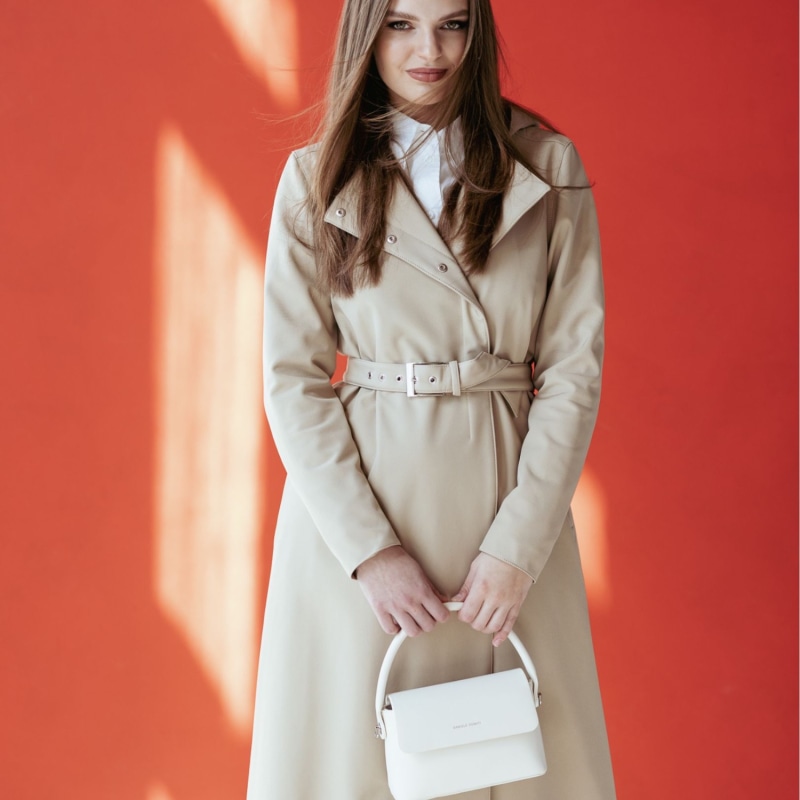 Long Coat With Trapeze Cut In Beige: Classic Trench | RainSisters ...