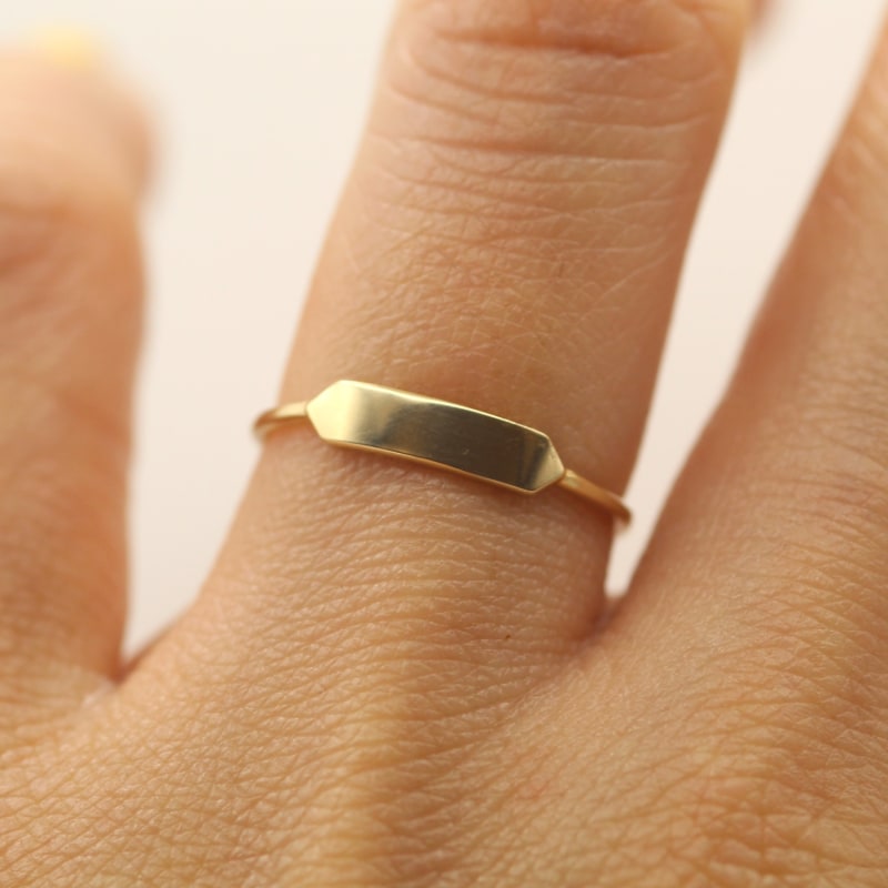 Yellow Gold Bar Ring By Handmade | VicStoneNYC Fine Jewelry | Wolf & Badger