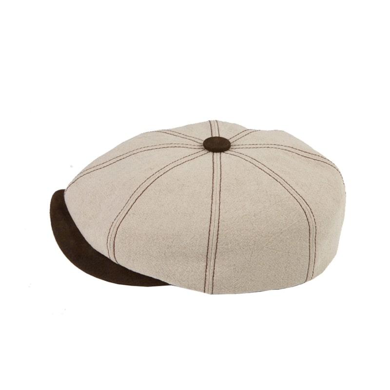 Lucca Chalk Crape Linen Peaky Bakerboy Newsboy Summer Cap With Leather Peak | Dasmarca Hats ...
