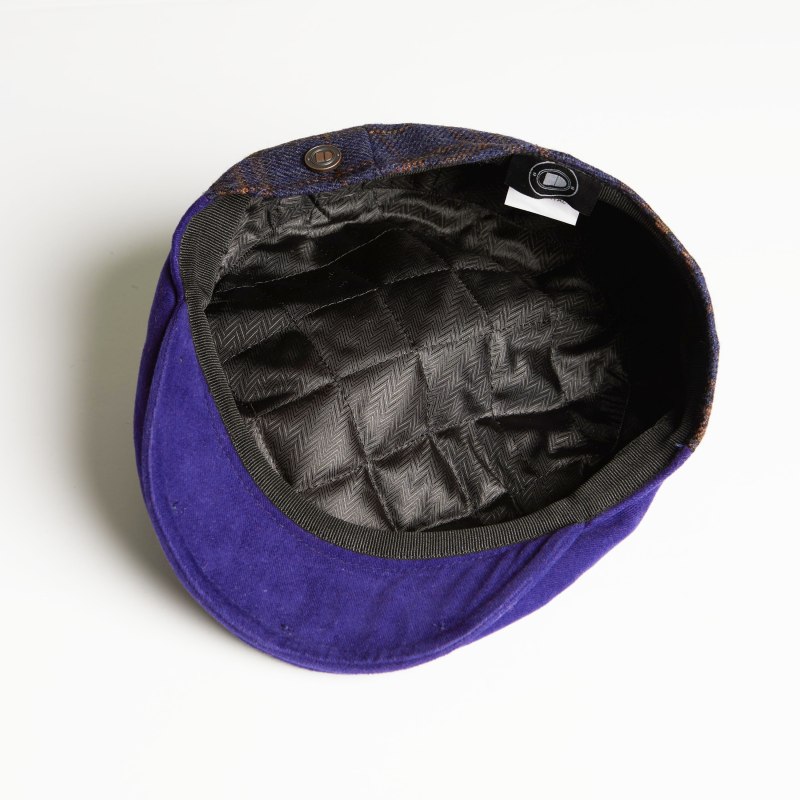 Luis Cobalt Blue Tweed Checks Italian Flat Cap | Dasmarca Hats | Wolf ...