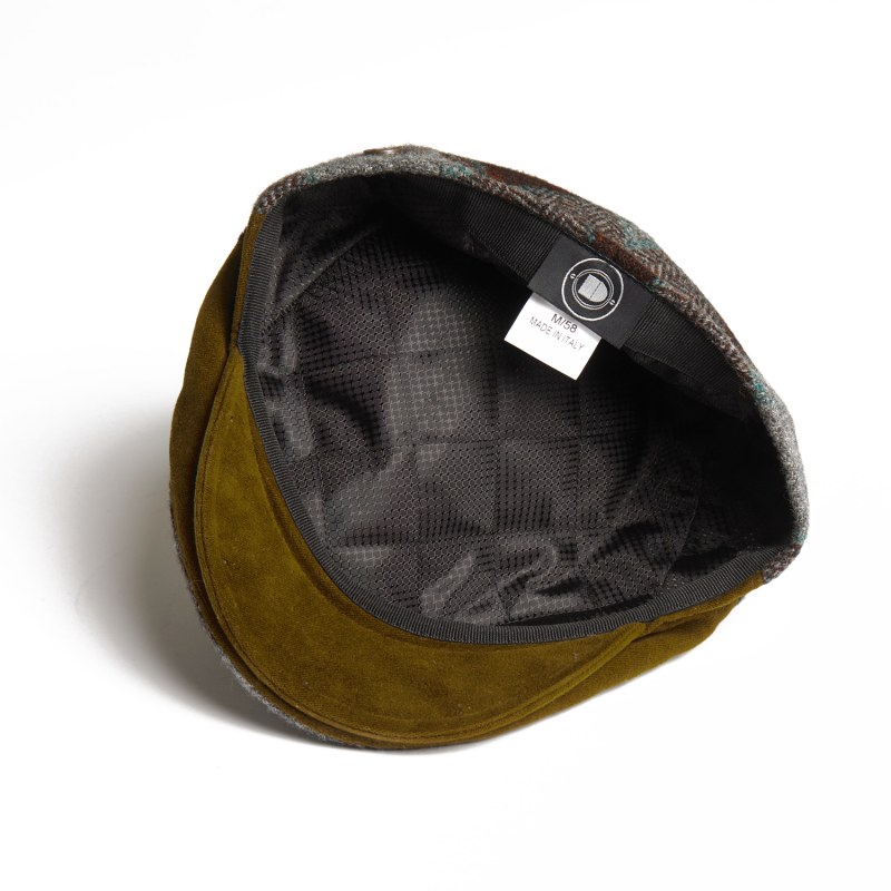 Luis Grassland Green Brown Tweed Checks Italian Flat Cap | Dasmarca ...