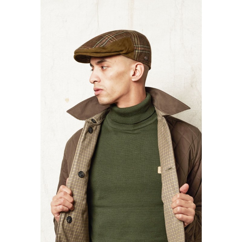 Luis Olive Green Tweed Checks Italian Flat Cap | Dasmarca Hats | Wolf ...