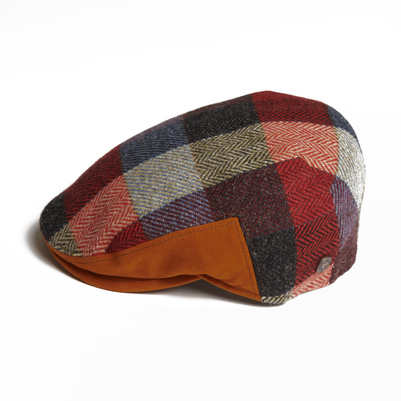 Luis Sunrise Orange Tweed Checks Italian Flat Cap | Dasmarca Hats ...