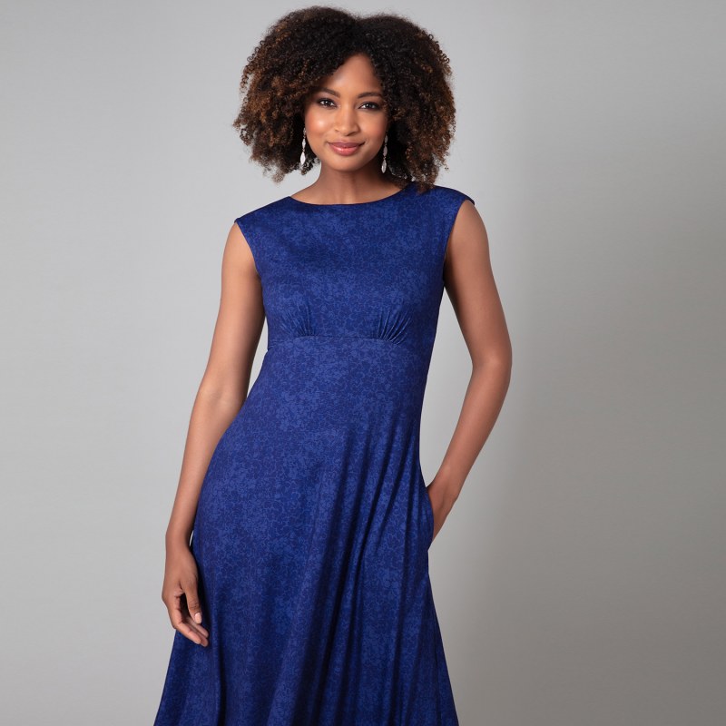 Luna Midi Dress With Pockets In Midnight Eclipse Blue | Alie Street ...