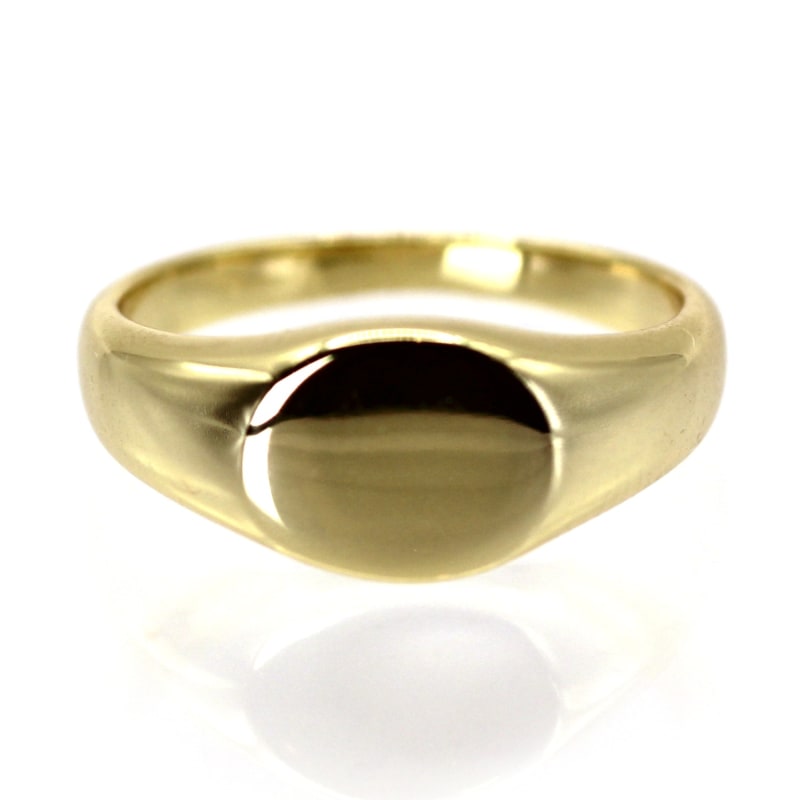 Yellow Solid Gold Oval Shape Signet Ring | VicStoneNYC Fine Jewelry ...