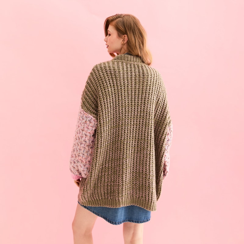 Madison Oversized Balloon Sleeve Knit Cardigan - Khaki Madison Oversized Balloon Sleeve Knit Cardigan - Khaki